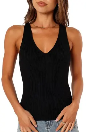 PETAL & PUP Emily Sweater Tank - Black
