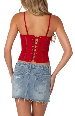EDIKTED Jennie Ladder Stitch Corset Camisole