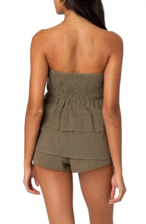 EDIKTED Harleigh Strapless Smocked Top