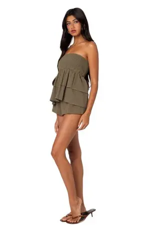 EDIKTED Harleigh Strapless Smocked Top