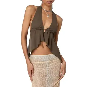 EDIKTED Freda Open Back Halter Top