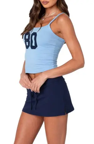 EDIKTED 80s Appliqué Graphic Tank - Blue