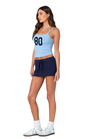 EDIKTED 80s Appliqué Graphic Tank - Blue
