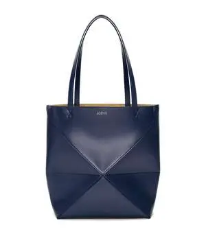 Loewe Leather Puzzle Fold Tote Bag - Blue