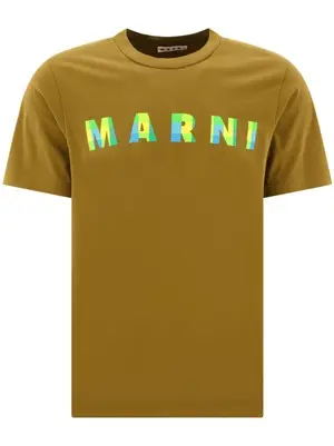 Marni Logo-print Cotton T-shirt - Brown
