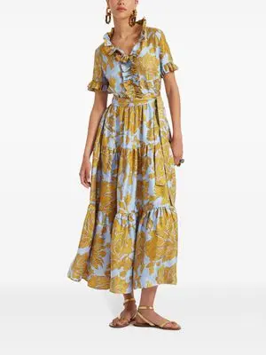 La DoubleJ Ruffle-trim Floral-print Dress - Yellow