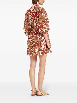 La DoubleJ Botanical-print Poplin Dress - Red