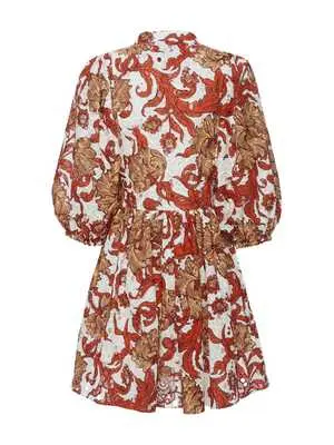 La DoubleJ Botanical-print Poplin Dress - Red
