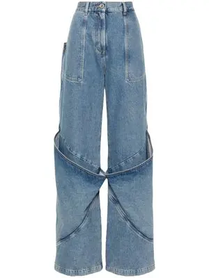 Attico Knee-detail Wide-leg Jeans - Blue
