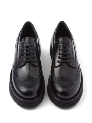 Prada Brushed Leather Lace-up Shoes