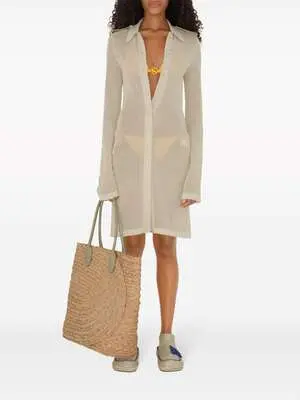 Burberry Woven Raffia Tote Bag