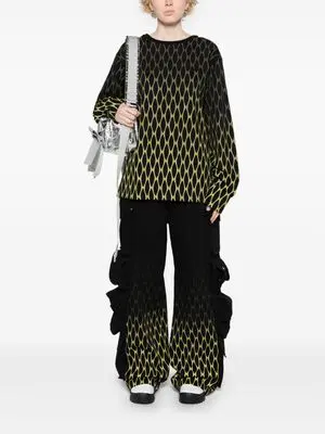 KUSIKOHC Geometric-print Cotton Cargo Trousers