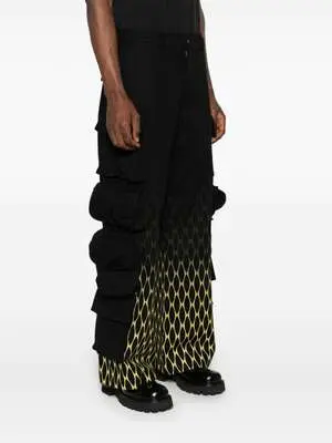 KUSIKOHC Geometric-print Cotton Cargo Trousers