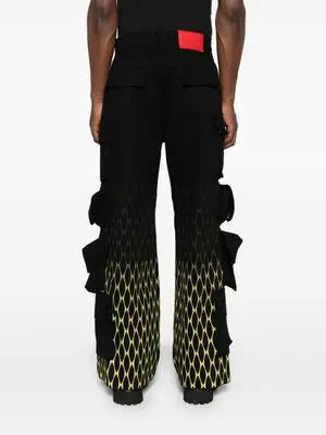 KUSIKOHC Geometric-print Cotton Cargo Trousers
