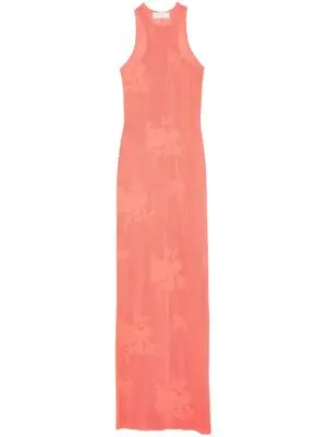 FLEUR DU MAL Pointelle-knit Lace Maxi Dress - Orange