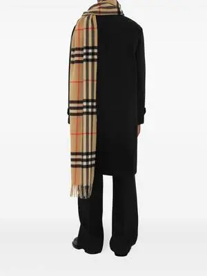 Burberry Wide Check Cashmere Scarf Neutrals
