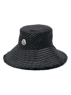 Moncler Logo-appliqué Interwoven Bucket Hat - Black
