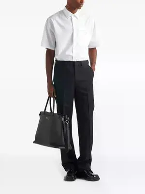 Prada Short-sleeve Triangle-logo Cotton Shirt