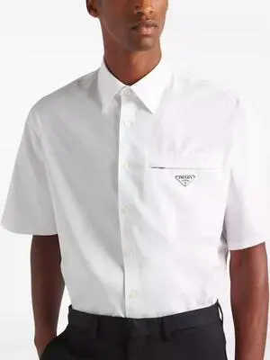 Prada Short-sleeve Triangle-logo Cotton Shirt