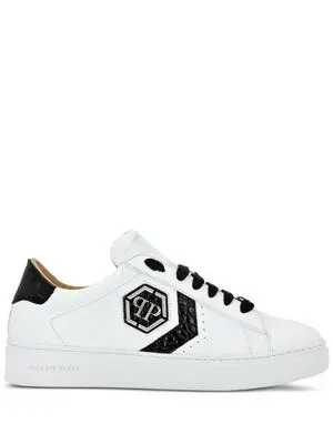 Philipp Plein Logo-patch Panelled Leather Sneakers - White