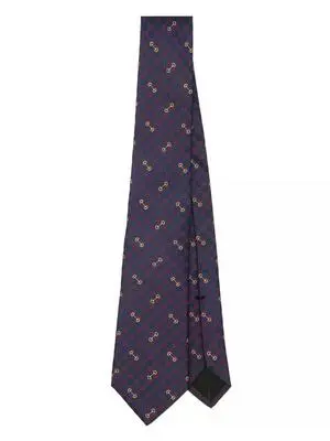 Gucci Gg Jacquard Silk Neck Tie - Blue