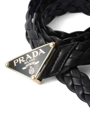 Prada Braided Leather Belt - Black