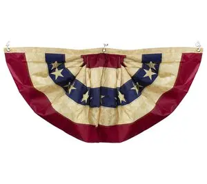 NORTHLIGHT Tea-stained Pleated Bunting American Flag 48'x24 - One-color