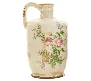 NEARLY NATURAL 10' Tuscan Ceramic Floral Print Itcher