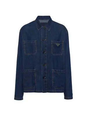 Prada Men's Light Denim Blouson Jacket - Blue  - Blue