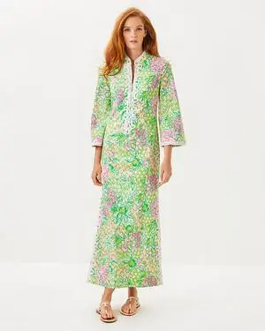 Lilly Pulitzer® Shealyn Stretch Maxi Caftan Fauna Green Lime Feeling Good