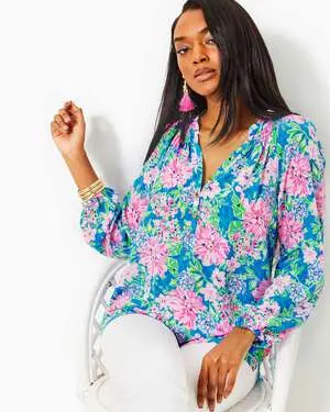 Lilly Pulitzer® Elsa Silk Top Multi Spring In Your Step