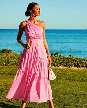 lilly pulitzer one shoulder dress Lilly Pulitzer® Lucilyn One-Shoulder Maxi Dress - Confetti Pink