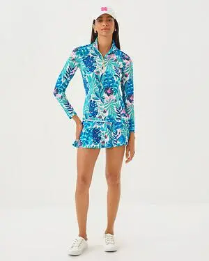 LILLY PULITZER Upf 50+ Luxletic Justine Pullover - Breezy Aqua Best Fronds Forever
