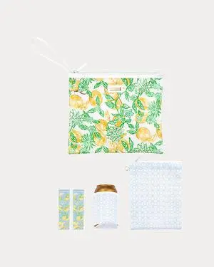 LILLY PULITZER Beach Day Pouch Bluette Make Lemonade