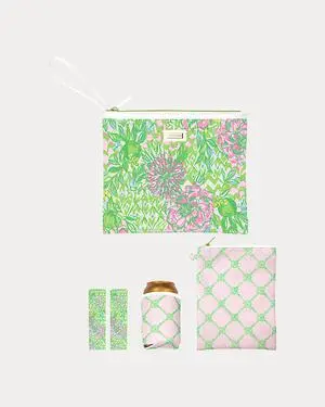 LILLY PULITZER Beach Day Pouch Fauna Green Lime Feeling Good Accessories Small