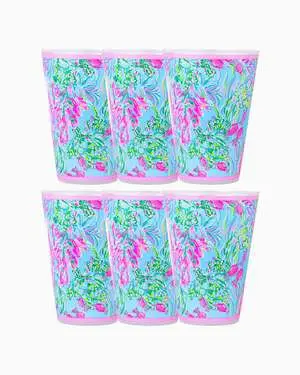 LILLY PULITZER Pool Cups - Amalfi Blue Best Fishes