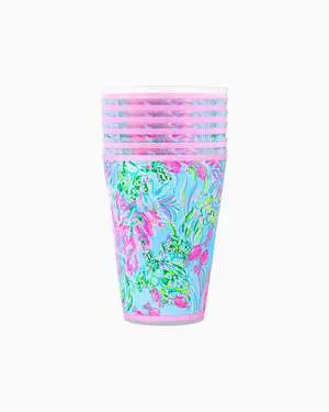 LILLY PULITZER Pool Cups - Amalfi Blue Best Fishes