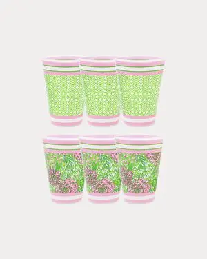 LILLY PULITZER Pool Cups Fauna Green Lime Feeling Good Accessories Small