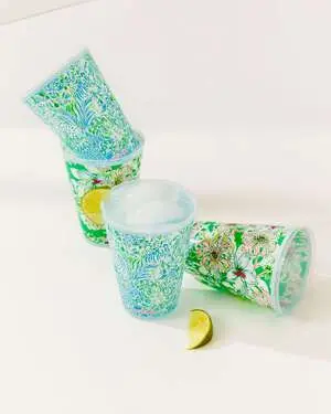 LILLY PULITZER Pool Cups Hydra Blue Dandy Lions