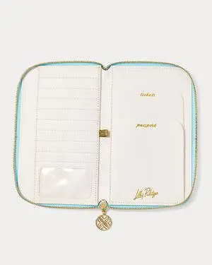 LILLY PULITZER Passport Travel Wallet - Coconut Bamboo Logo Trellis
