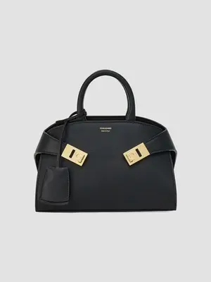 FERRAGAMO Mini Hug Leather Crossbody Bag - Nero
