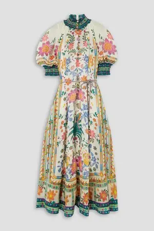 Zimmermann Ginger Swing Belted Floral-print Ramie-voile Maxi Dress