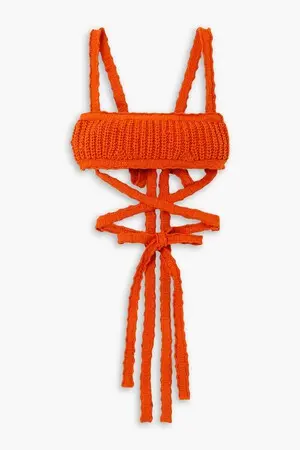 Alanui Palm Springs Crocheted Cotton Bralette - Orange