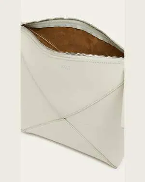 Loewe Puzzle Fold Leather Pouch Shoulder Bag - Sea Salt
