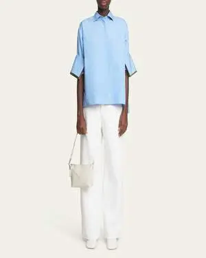 Loewe Puzzle Fold Leather Pouch Shoulder Bag - Sea Salt
