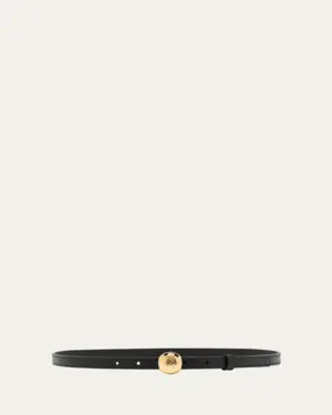 Loewe Loewe Smooth Leather Skinny Belt Black Gold