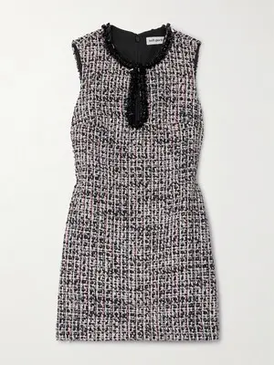 SELF-PORTRAIT Sequin-embellished Bouclé-tweed Mini Dress