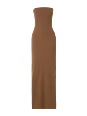 Eterne ÉTERNE Strapless Ribbed Maxi Dress Brown