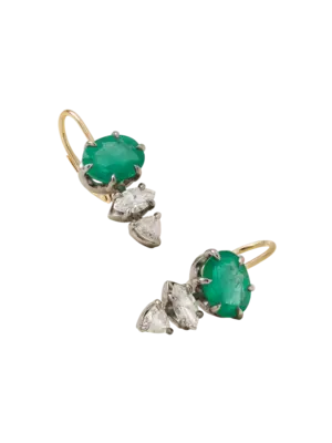 sorellina - Sorellina Rhodium-plated 18-karat Gold, Emerald And Diamond Earrings