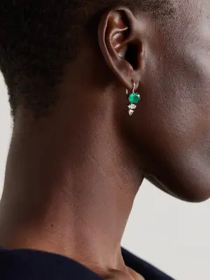 sorellina - Sorellina Rhodium-plated 18-karat Gold, Emerald And Diamond Earrings